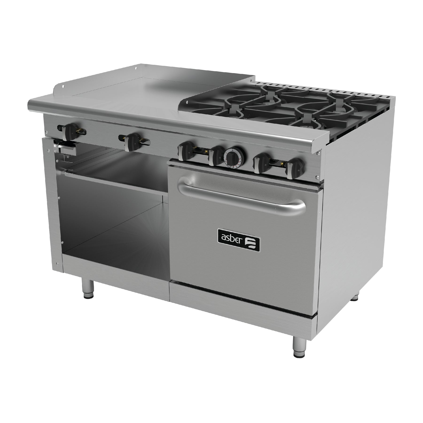Estufa 4 fuegos Abiertos + Plancha 24" + Horno Asber AMR-48 – Tienda en ...